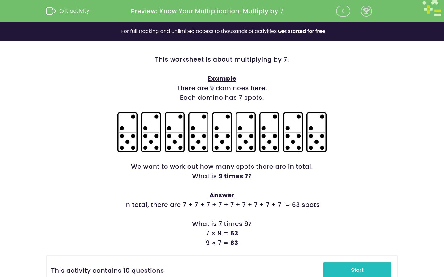 Practise Your Seven Times Table Worksheet - EdPlace