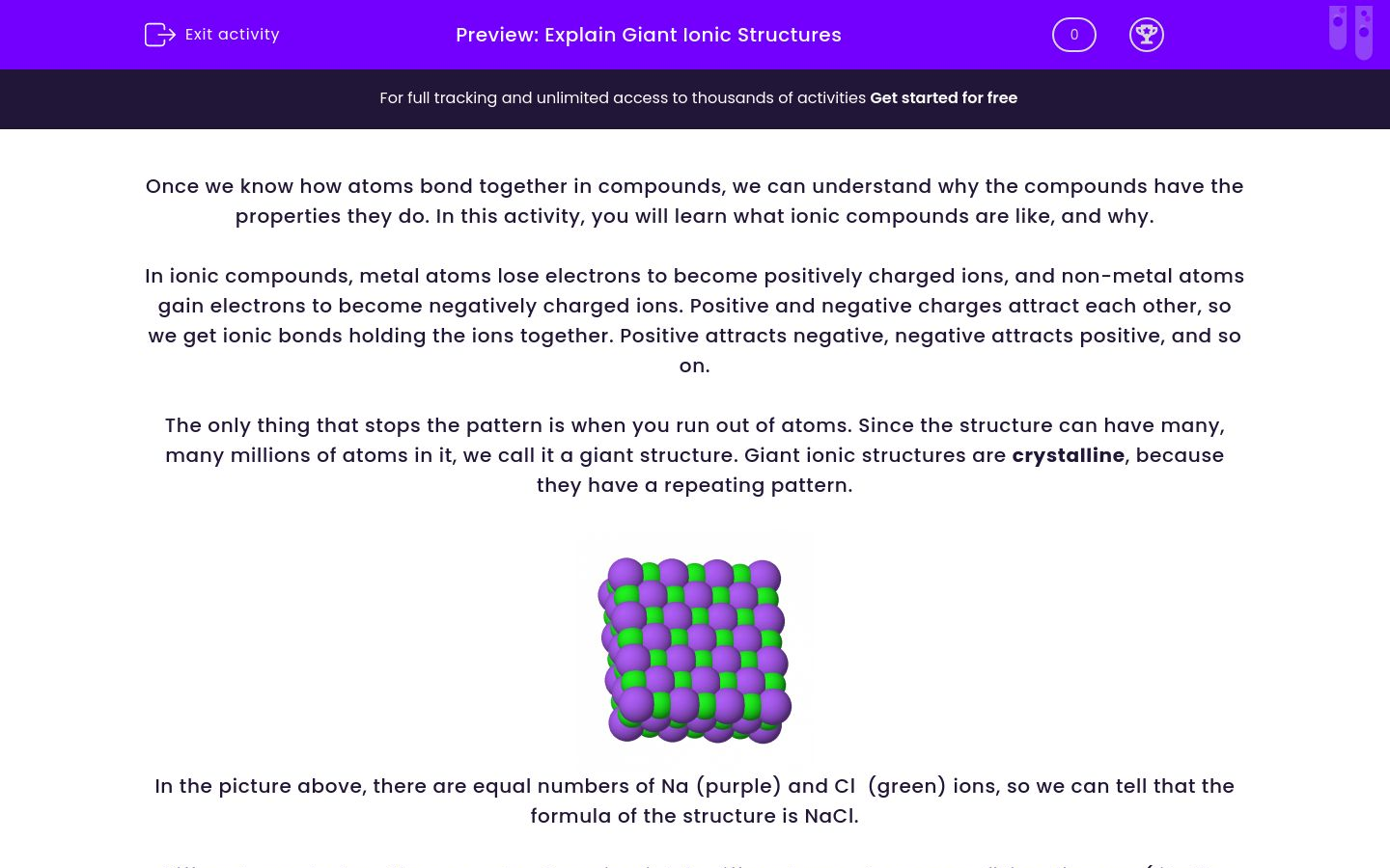 Explain Giant Ionic Structures Worksheet - EdPlace