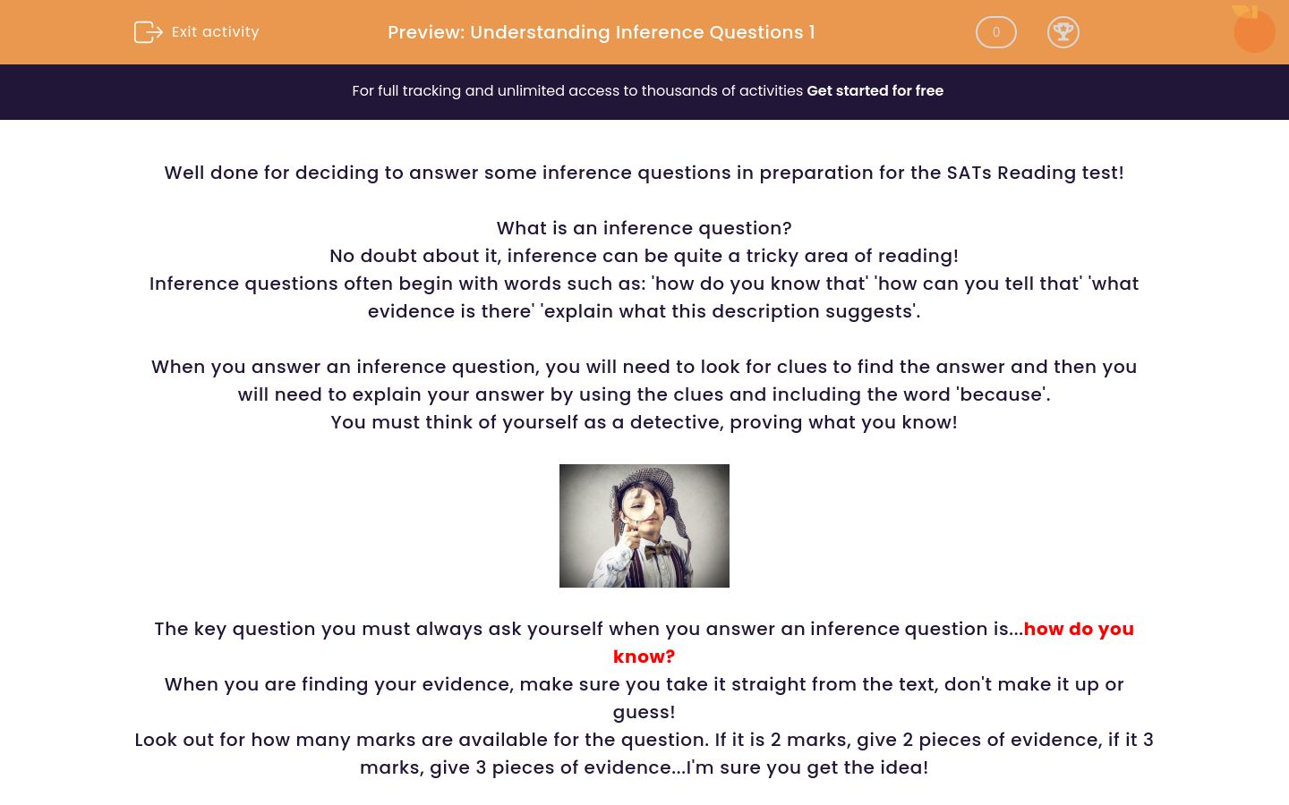 Understanding Inference Questions 1 Worksheet - EdPlace