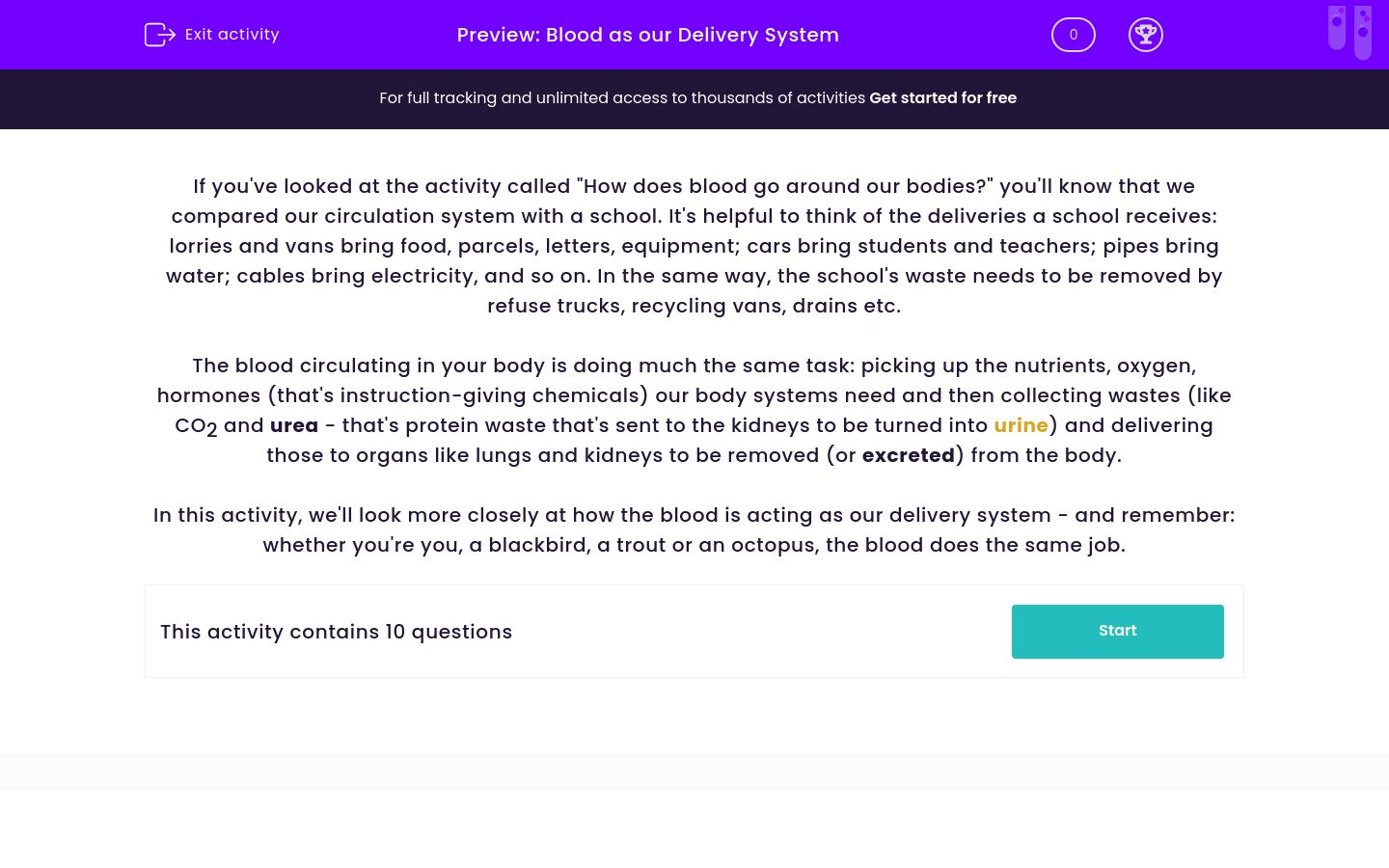 Explore Blood as our Delivery System Worksheet - EdPlace