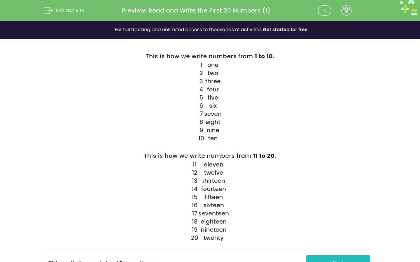 Read and Write Numbers up to 10 Worksheet - EdPlace