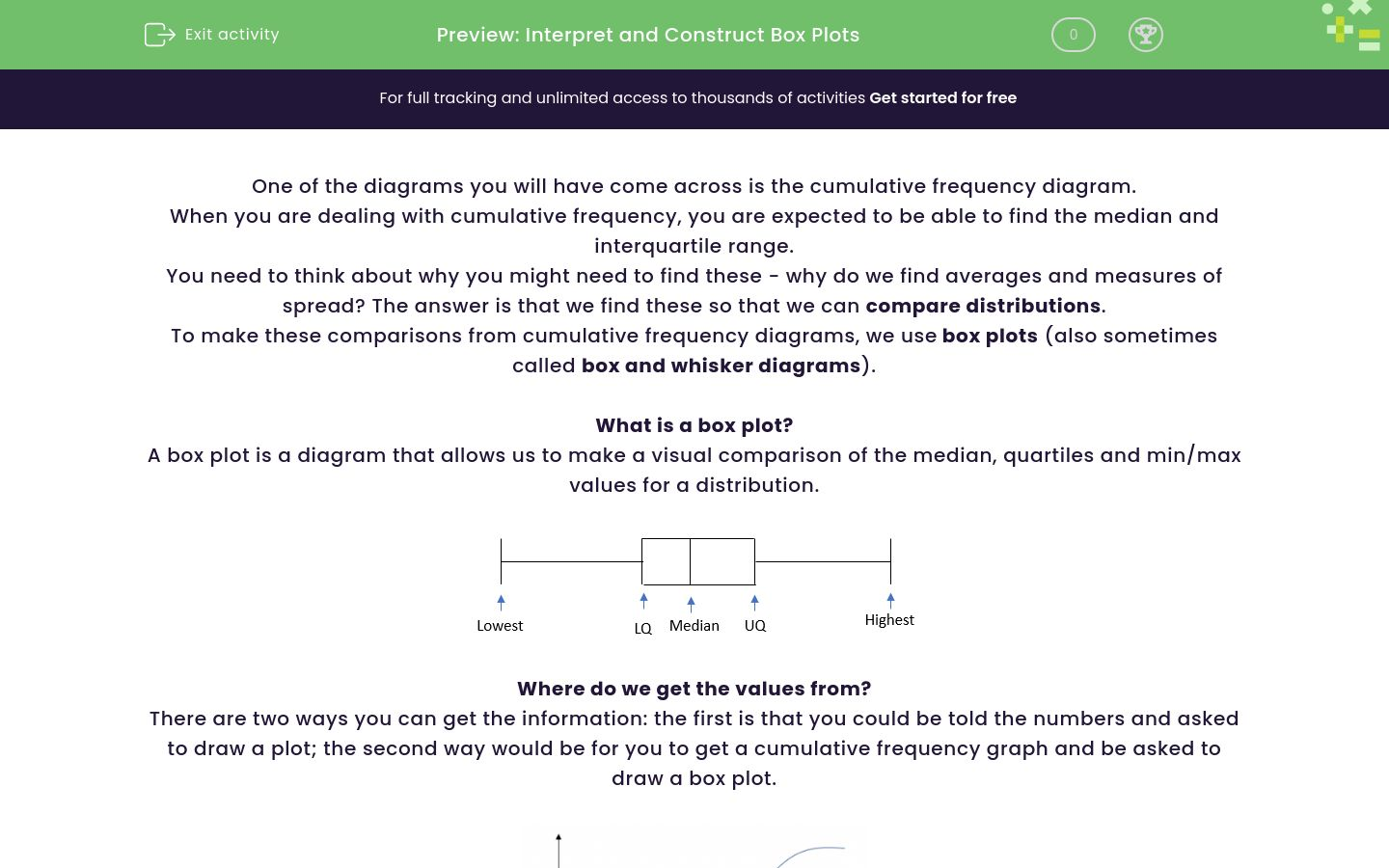 Interpret and Construct Box Plots Worksheet - EdPlace