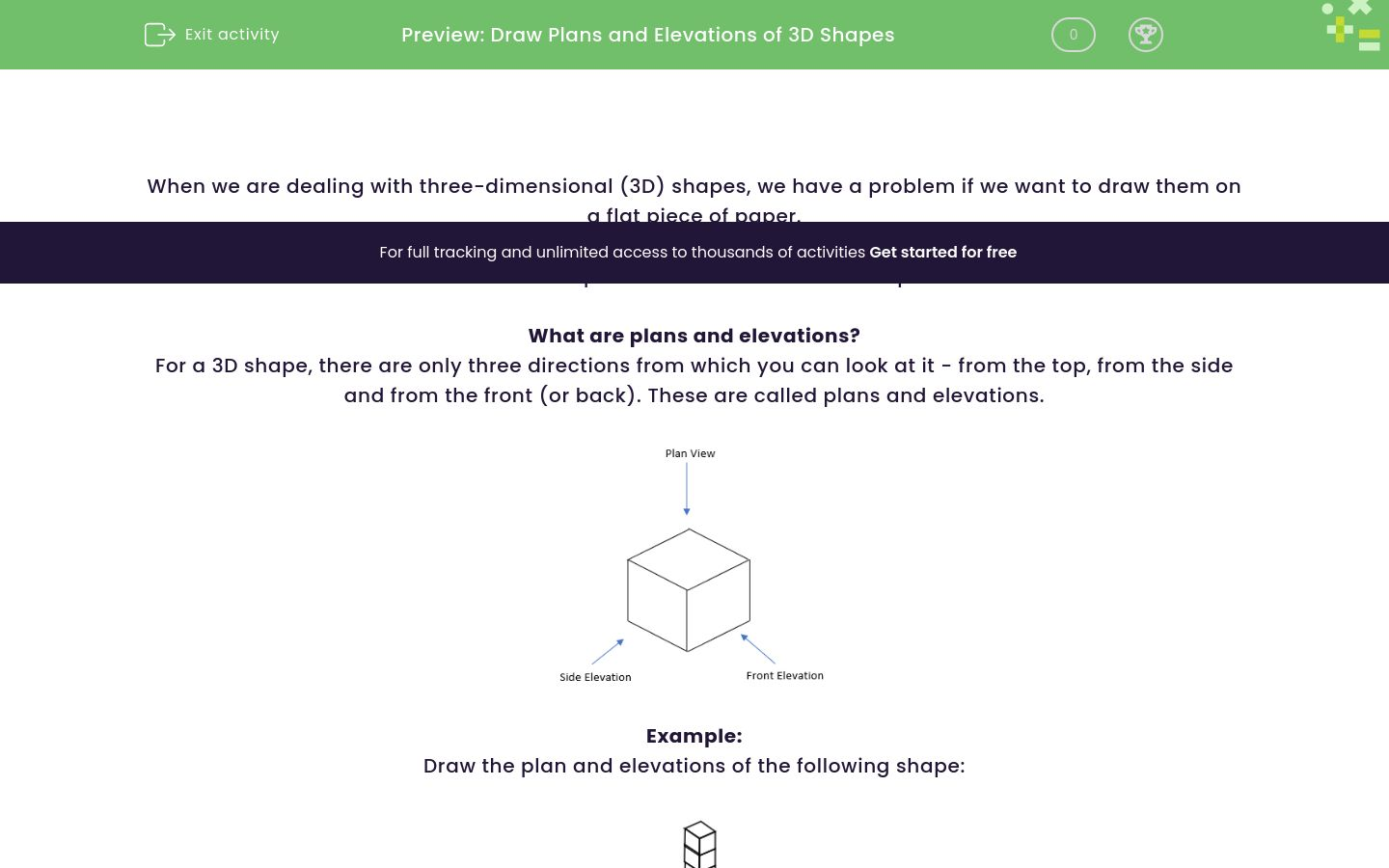 Draw Plans and Elevations of 3D Shapes Worksheet - EdPlace