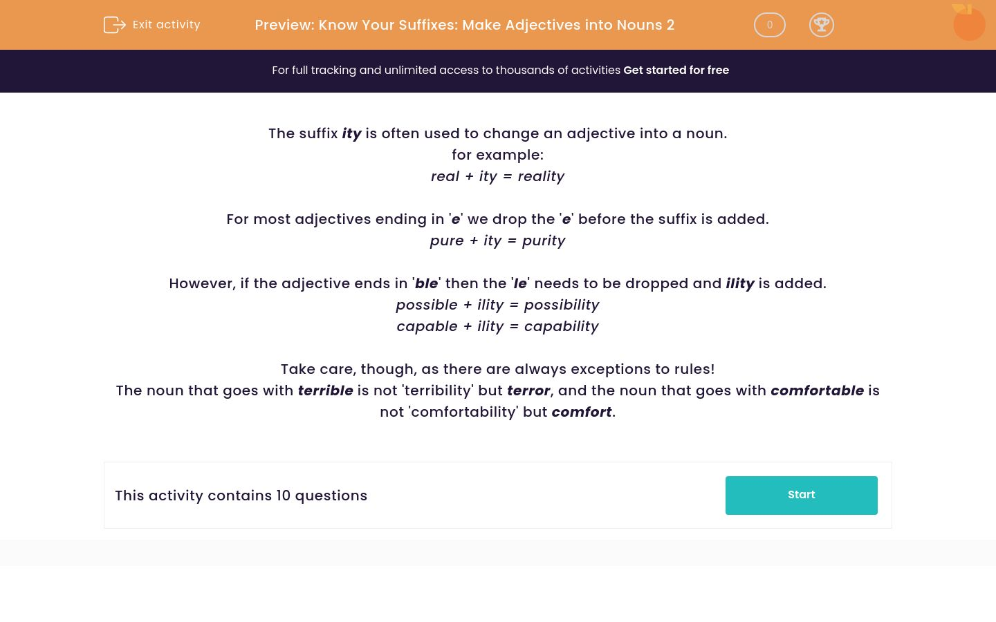 Know Your Suffixes: Turn Adjectives into Nouns Worksheet - EdPlace