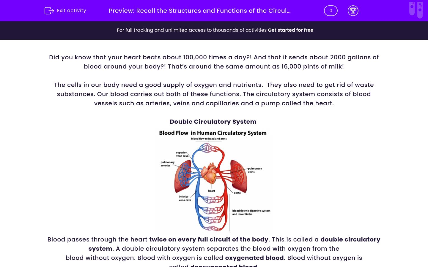 Recall the Structures and Functions of the Circulatory System Worksheet ...