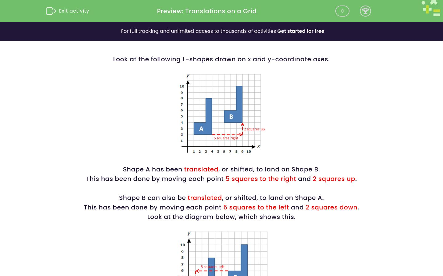 Translate Shapes on a Grid Worksheet - EdPlace