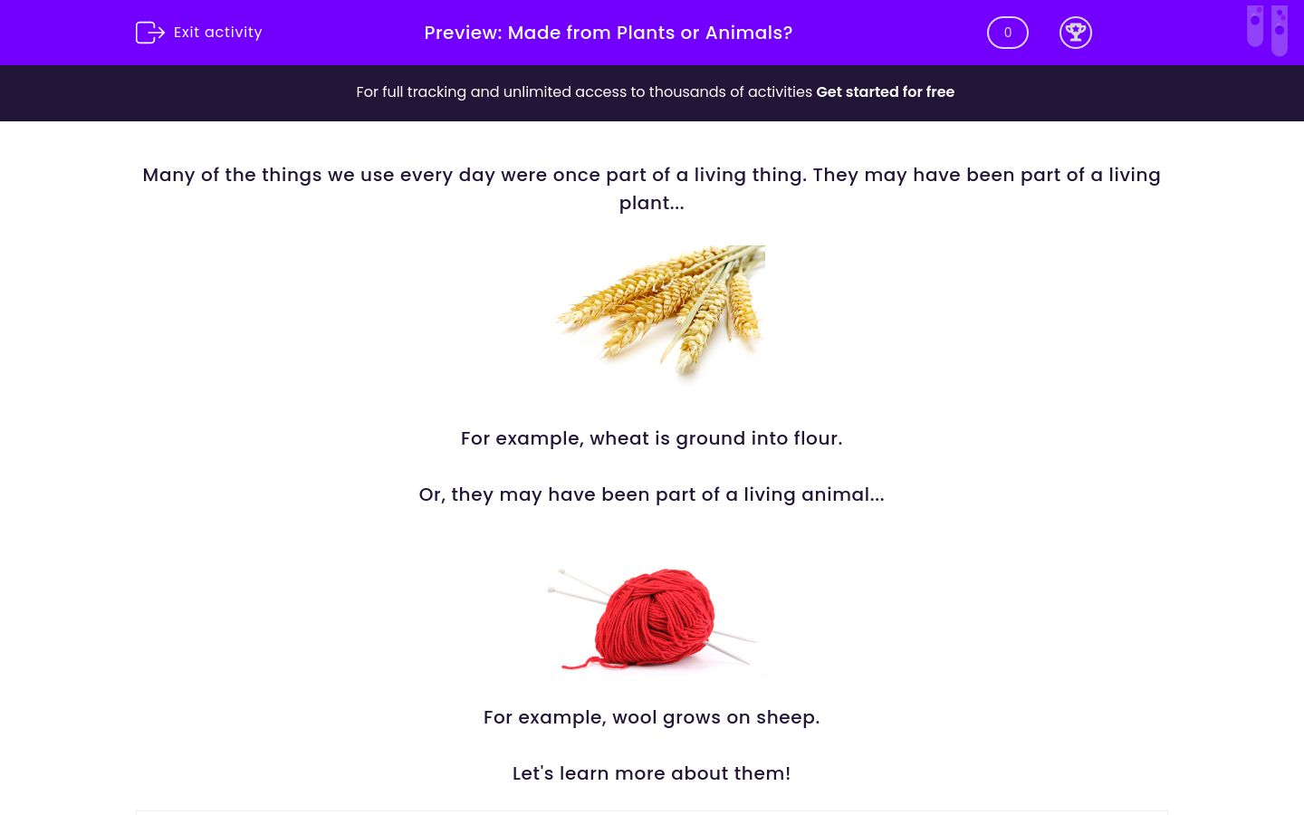 Learn Whether Things Are Made From Plants Or Animals Worksheet - EdPlace