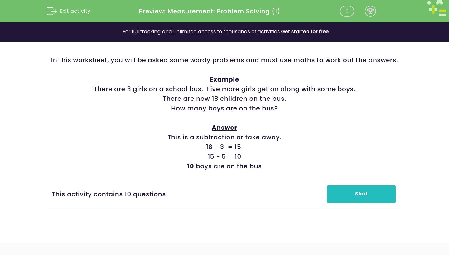 Solve Problems Involving Measures Worksheet - EdPlace