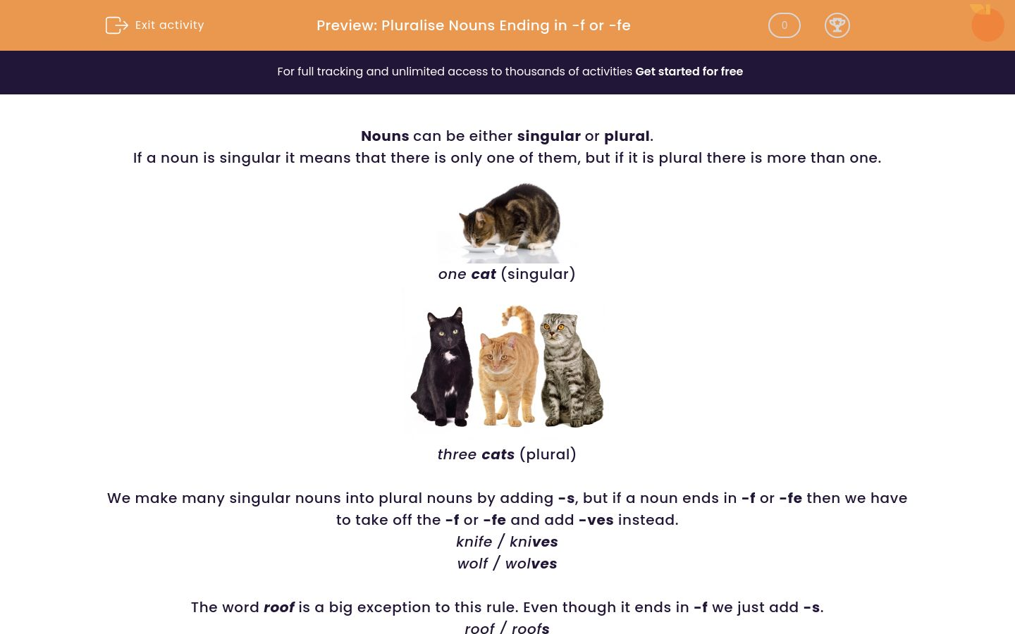 Pluralise Nouns Ending in -f or -fe Worksheet - EdPlace