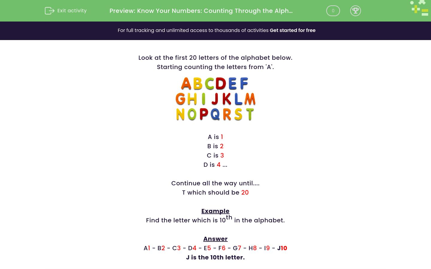 Count Letters in the Alphabet Worksheet - EdPlace