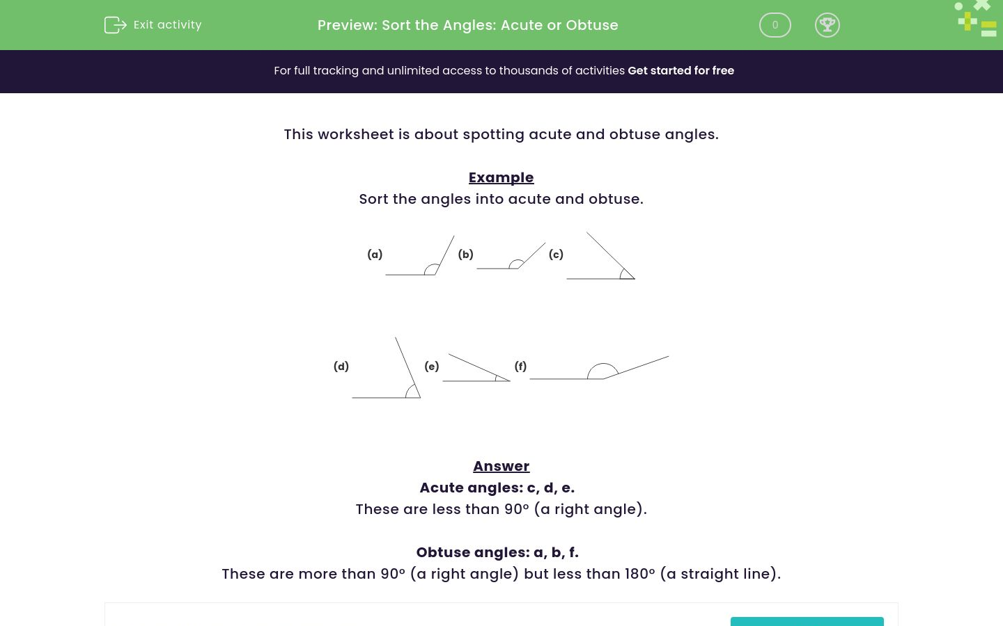 Sort Angles into Acute or Obtuse Worksheet - EdPlace
