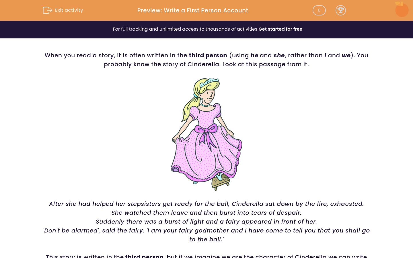 Write a First Person Account Worksheet - EdPlace