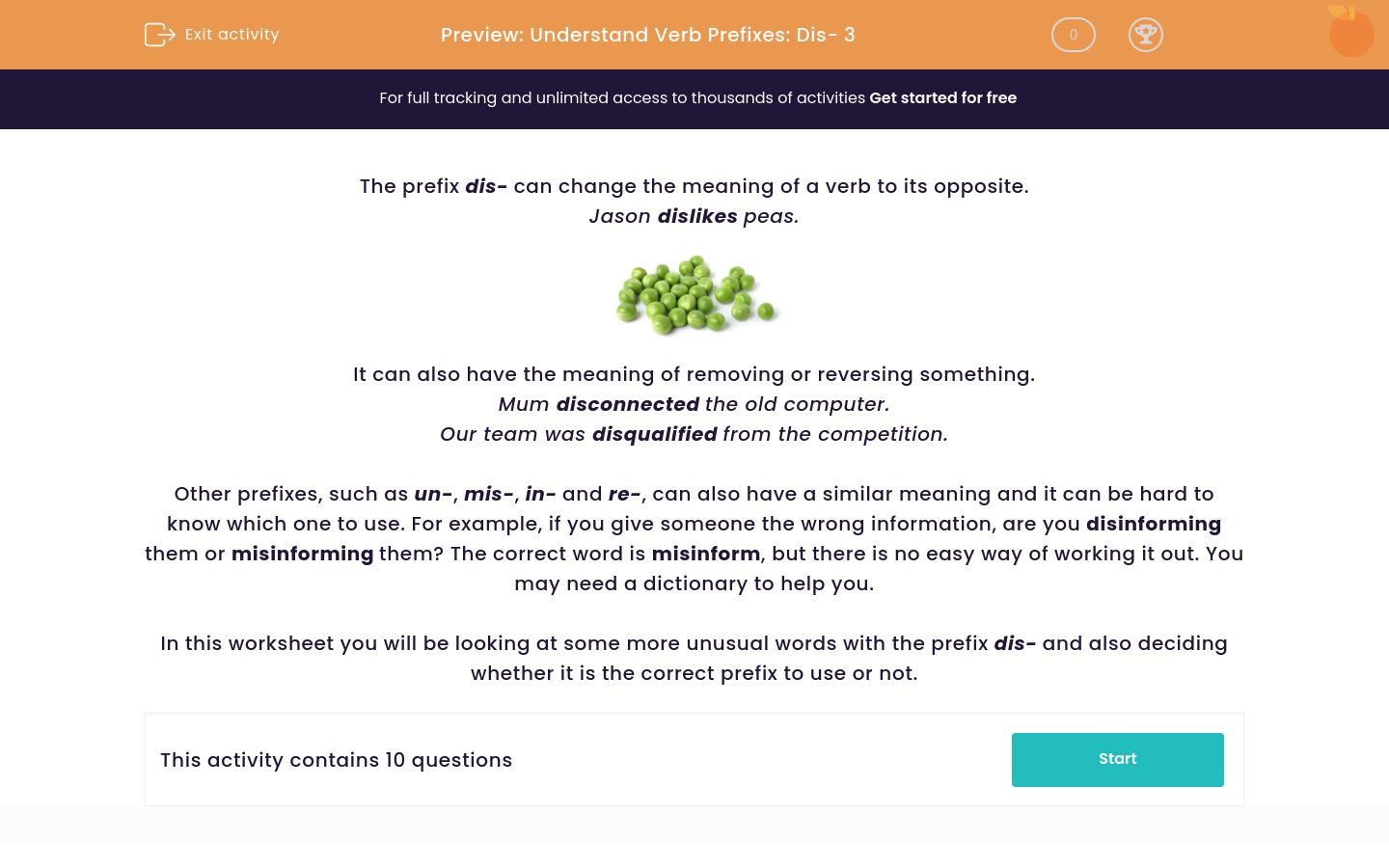 Understand Verb Prefixes: Dis- Worksheet - EdPlace