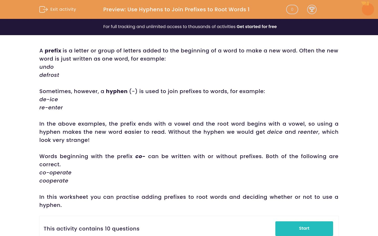 Use Hyphens to Join Prefixes to Root Words Worksheet - EdPlace