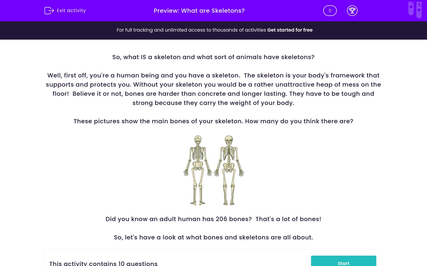 Study Skeletons Worksheet - EdPlace