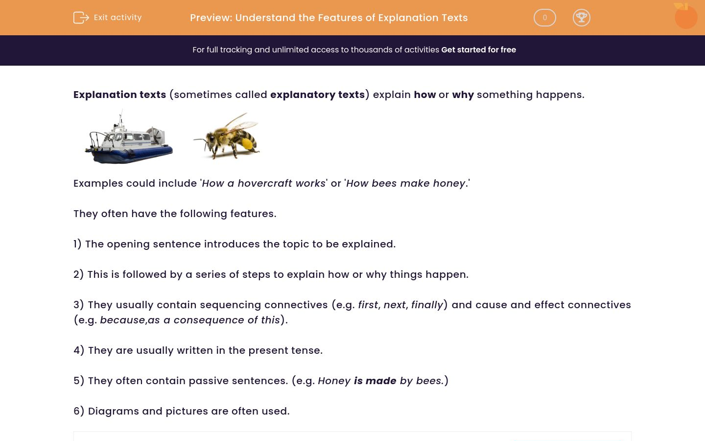 Understand the Features of Explanation Texts Worksheet - EdPlace