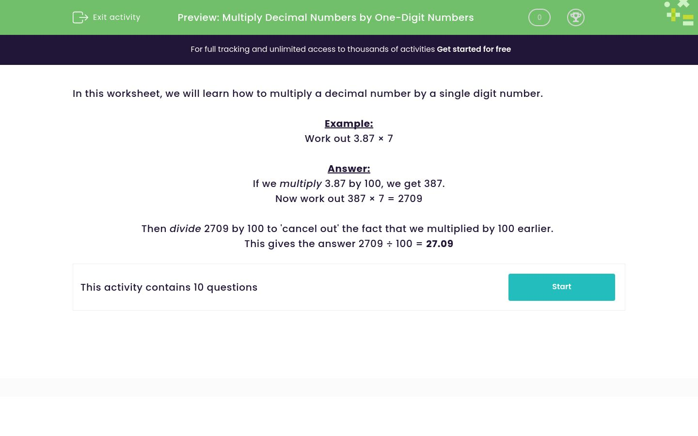Multiply Decimal Numbers by One-Digit Numbers Worksheet - EdPlace