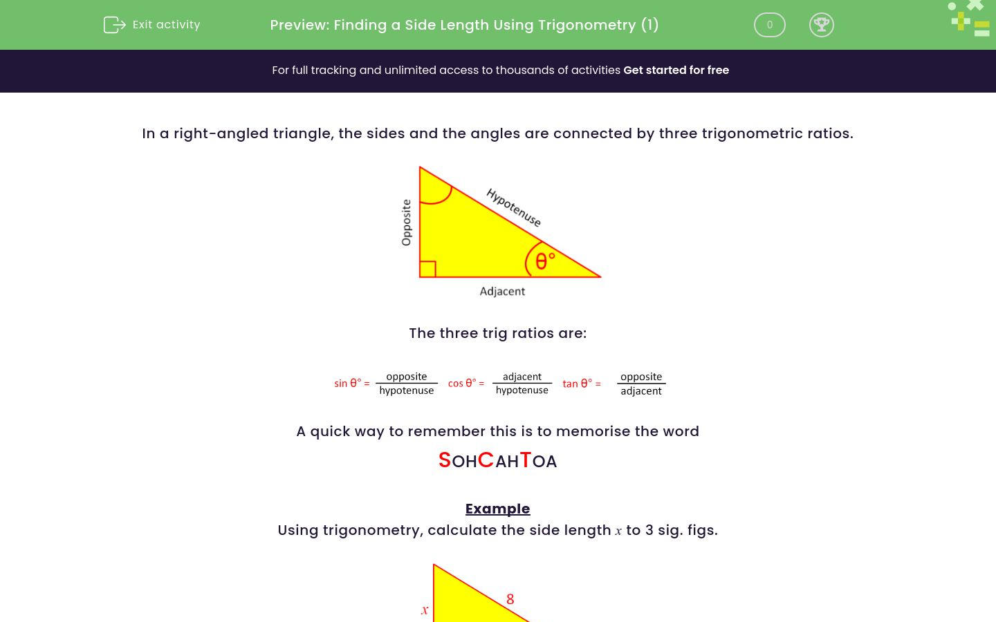 Find Side Lengths on a Triangle Using Trigonometry Worksheet - EdPlace