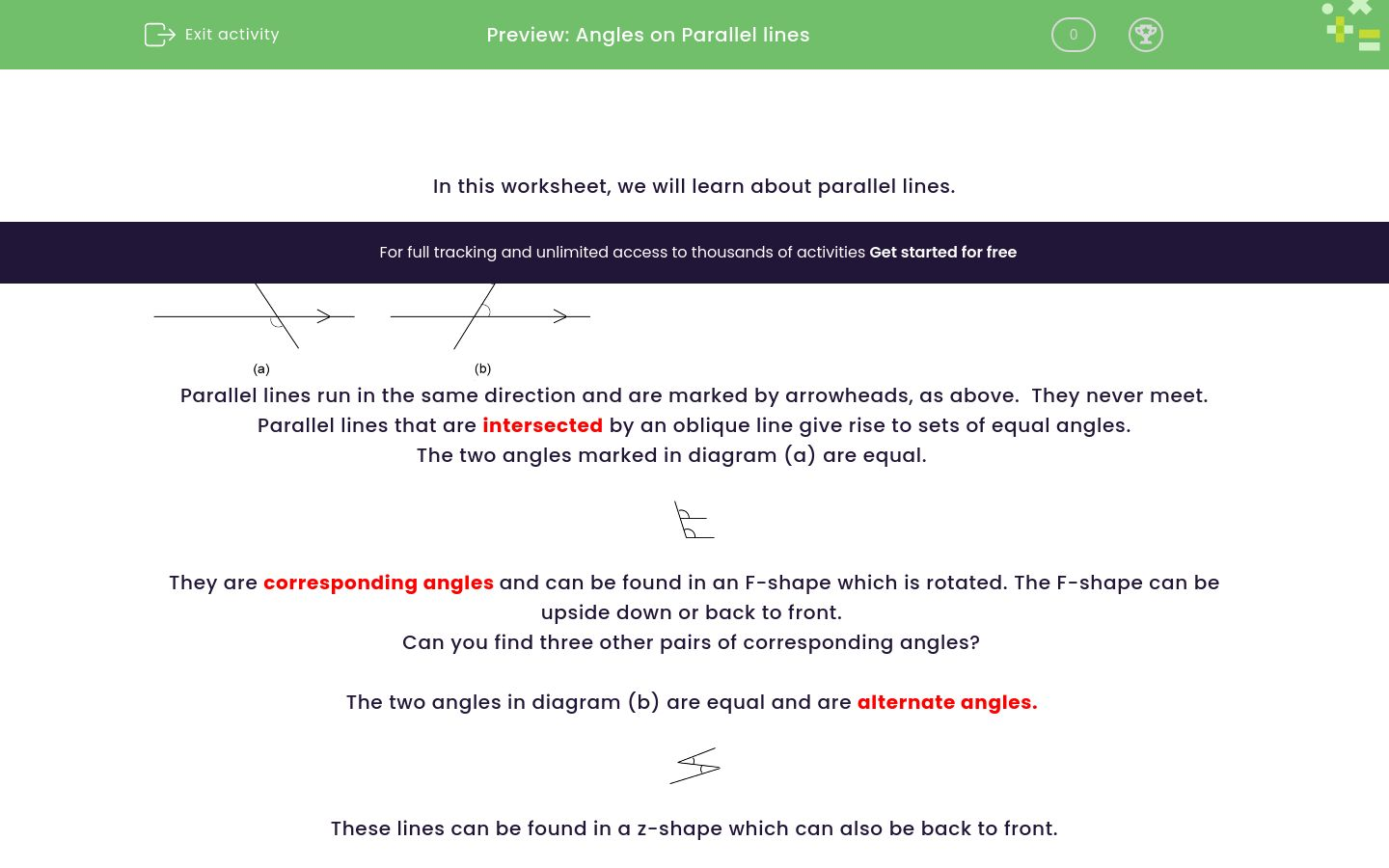 Find Alternate and Corresponding Angles on Parallel Lines Worksheet ...
