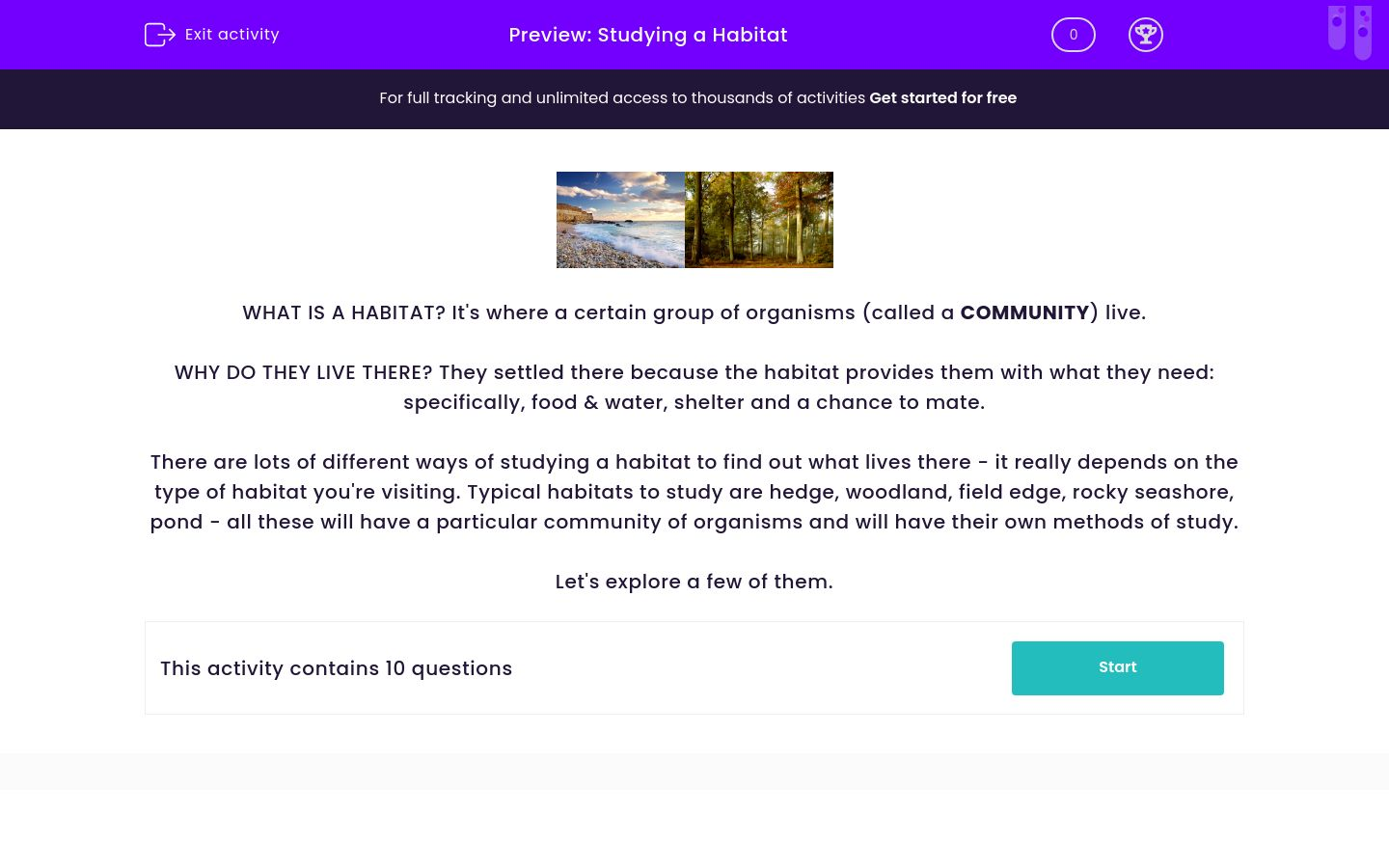 Investigate Habitats Worksheet - EdPlace