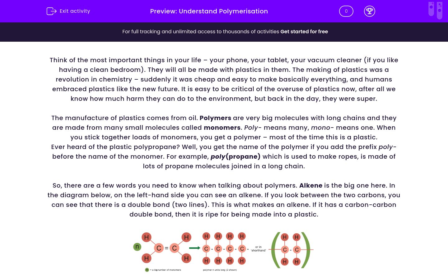 Understand Polymerisation Worksheet - EdPlace