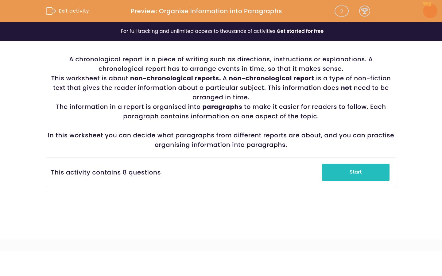 Organise Information into Paragraphs Worksheet - EdPlace