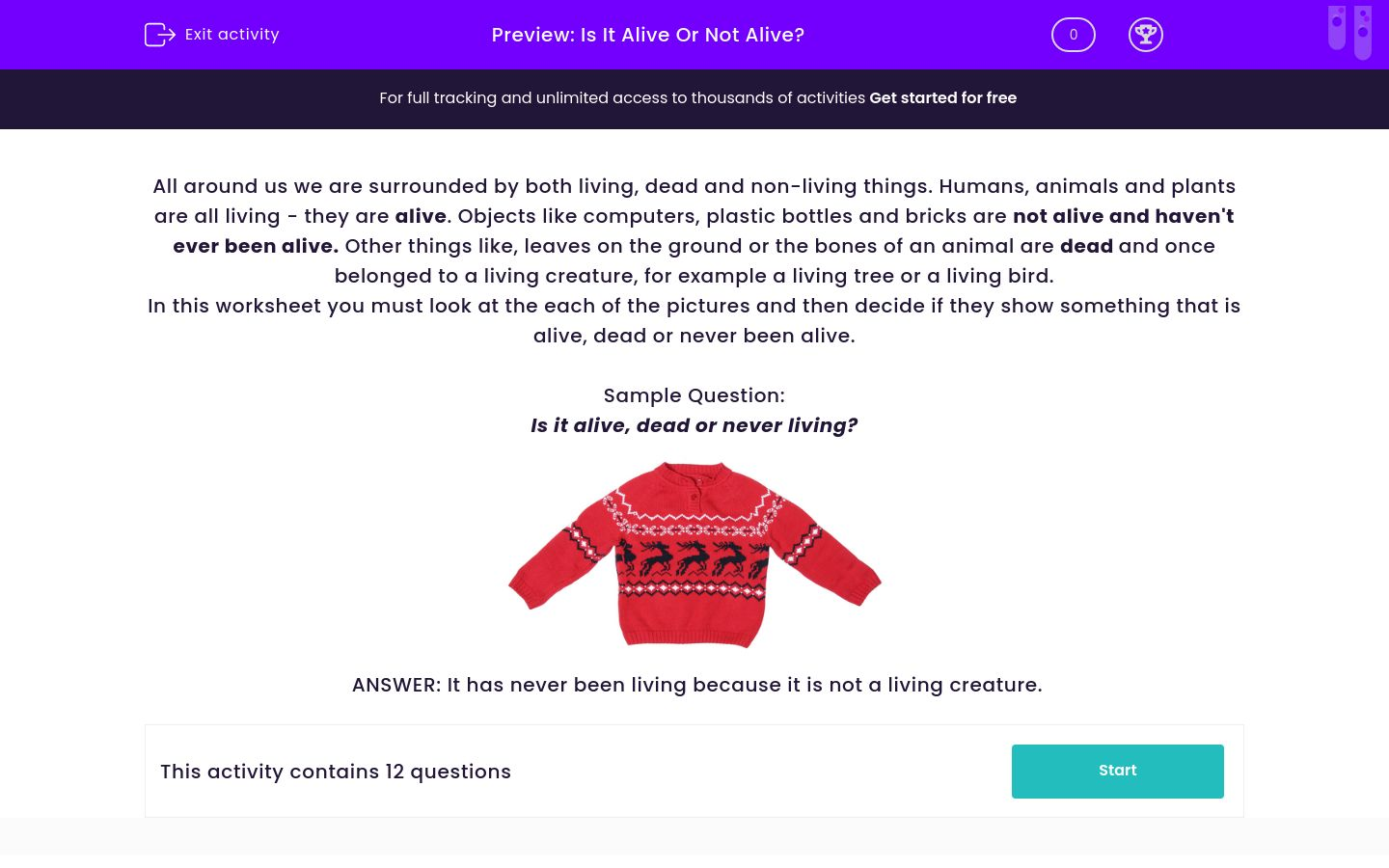 Understand Whether Something is Alive or Not Alive Worksheet - EdPlace