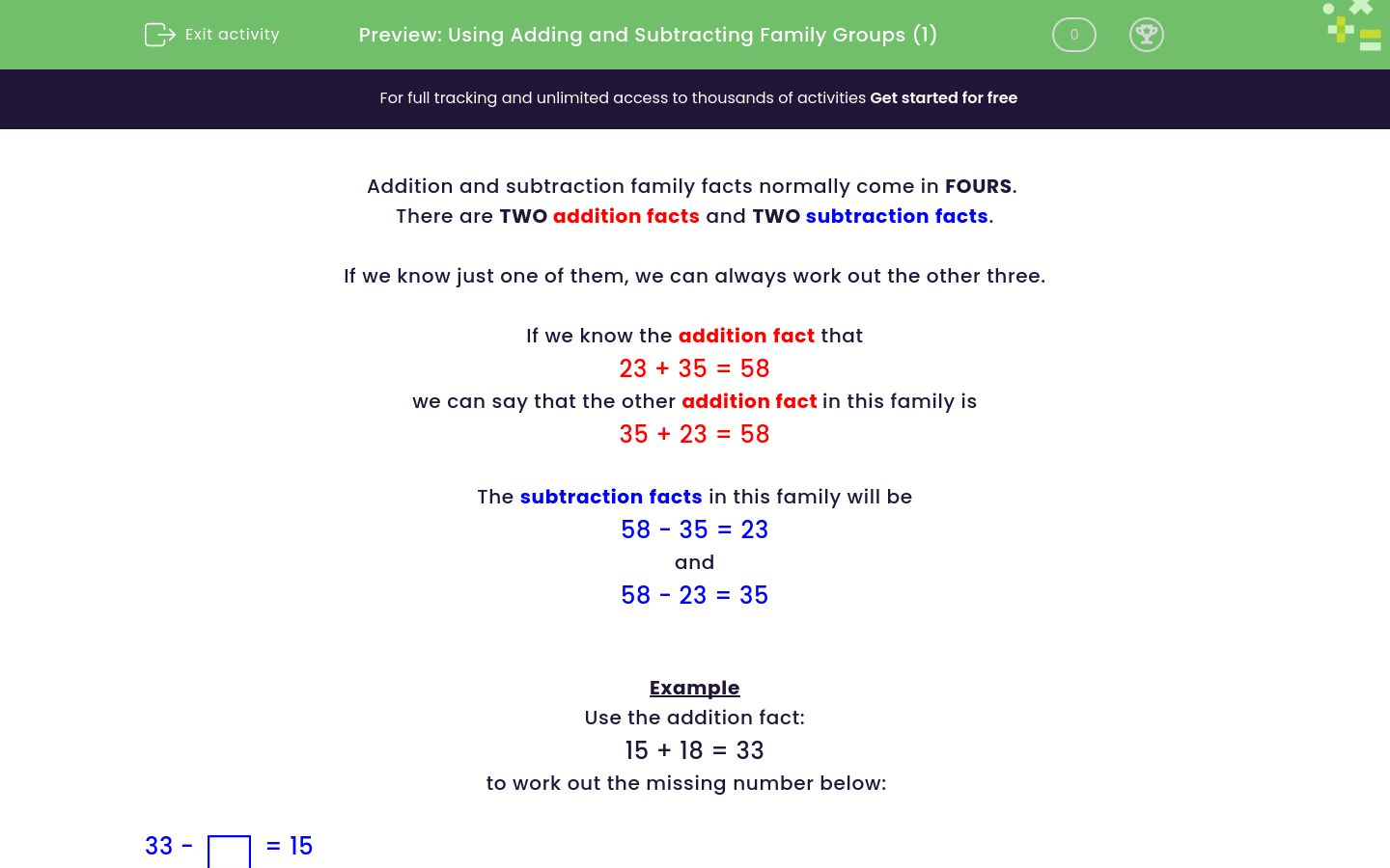 Find the Missing Number Using Addition and Subtraction Family Group ...
