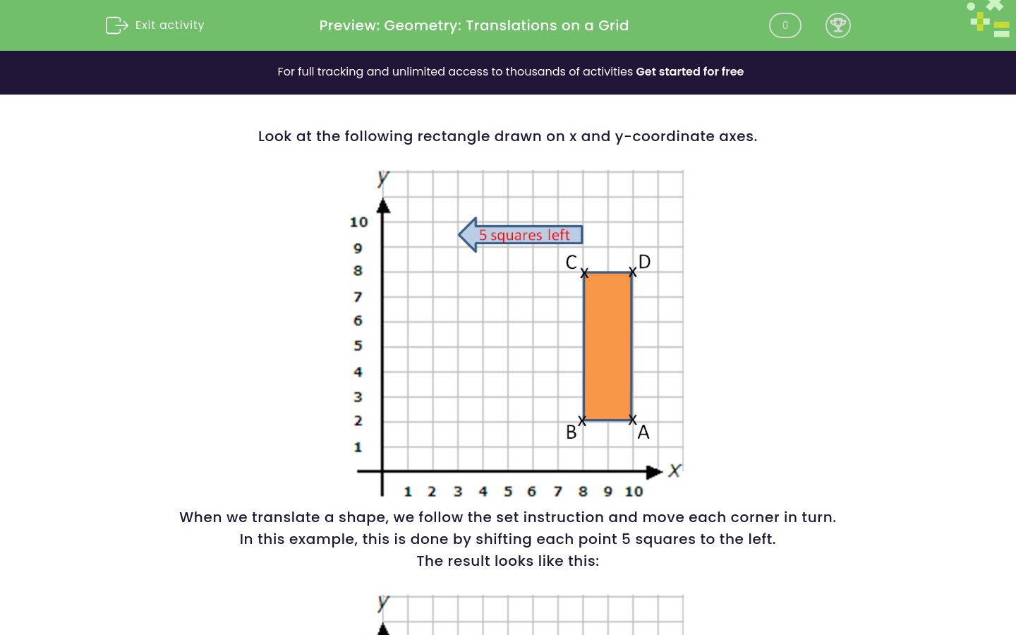 Practise Translations on Coordinate Grids Worksheet - EdPlace