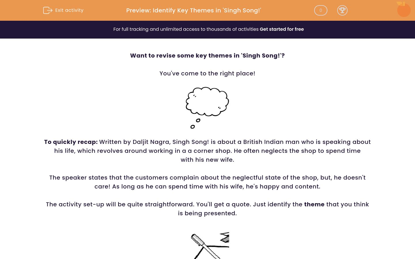 Identify Key Themes in 'Singh Song!' Worksheet - EdPlace