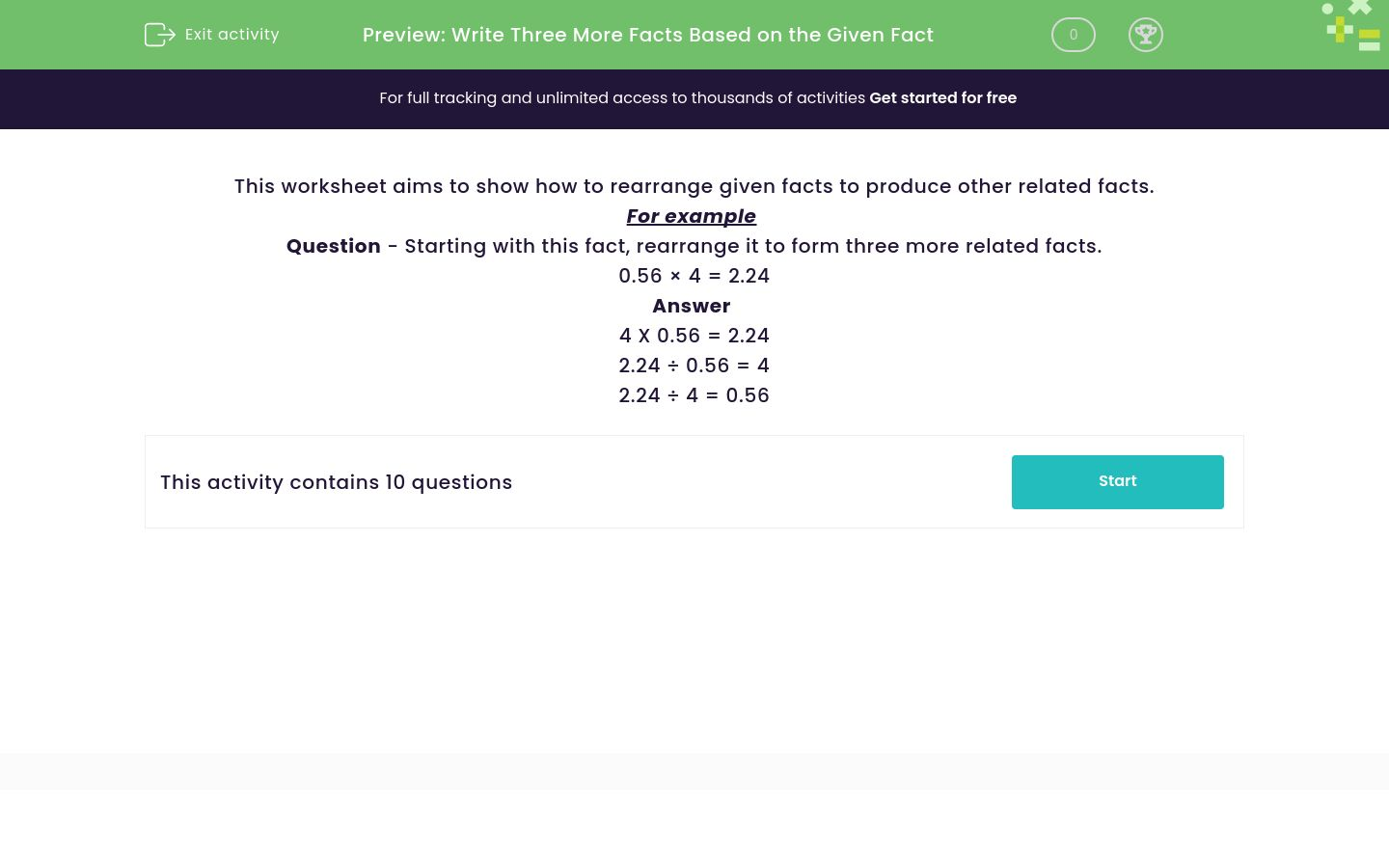 Find Three More Facts Based on the Given Fact Worksheet - EdPlace