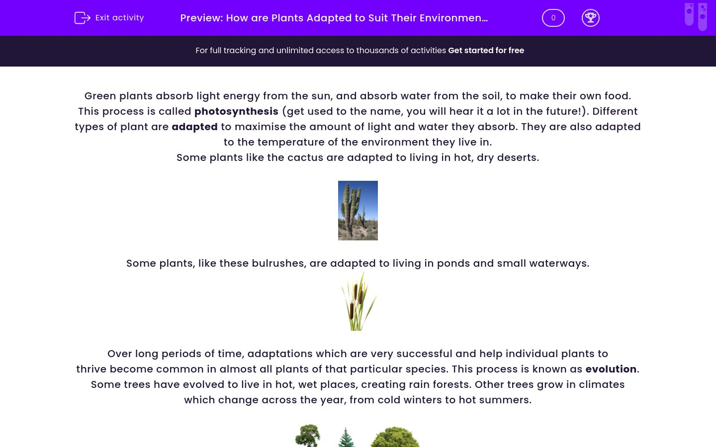Describe how Plants are Adapted to Suit their Environment Worksheet ...