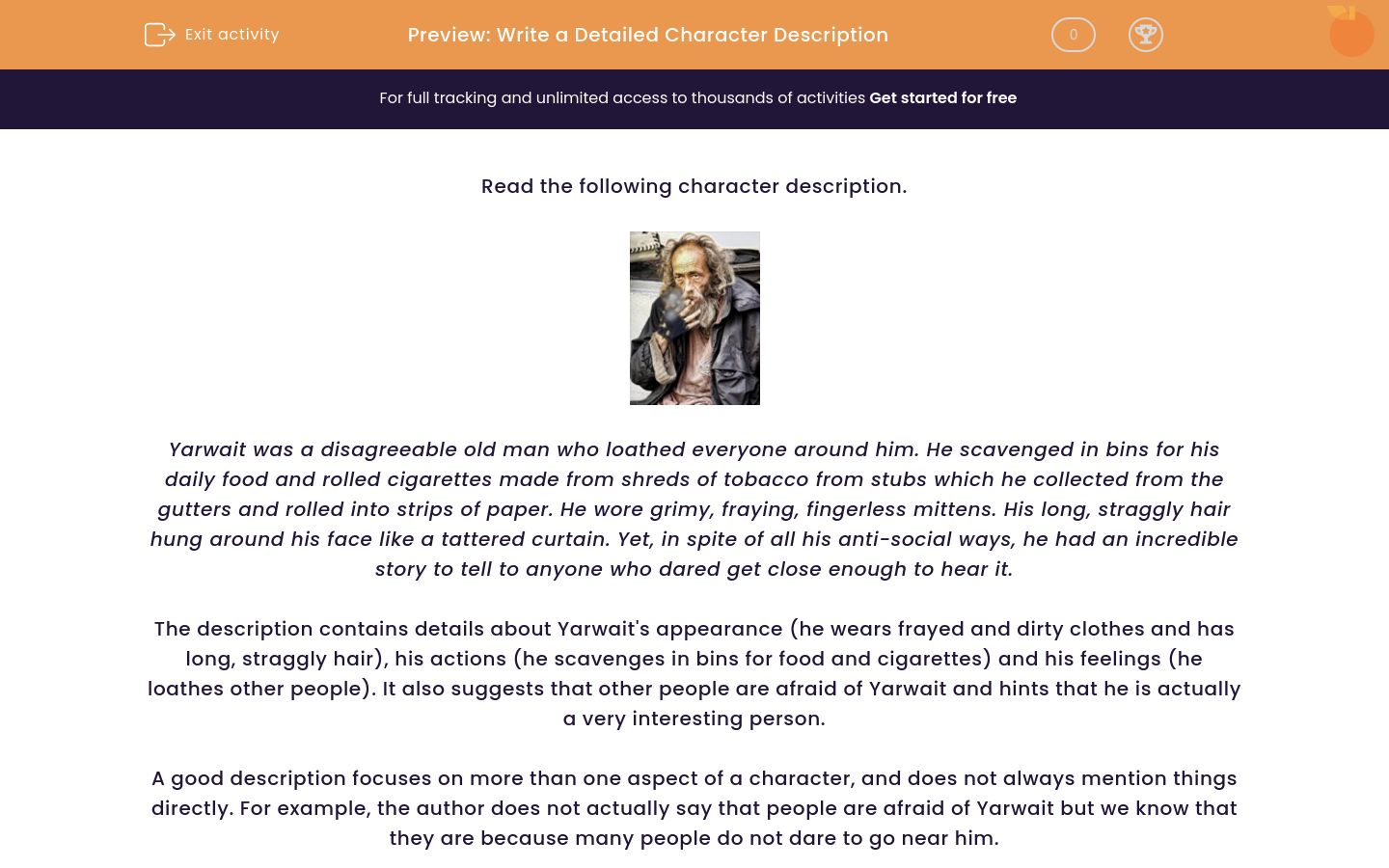 Write A Detailed Character Description Worksheet EdPlace Write A Detailed Character Description Worksheet EdPlace