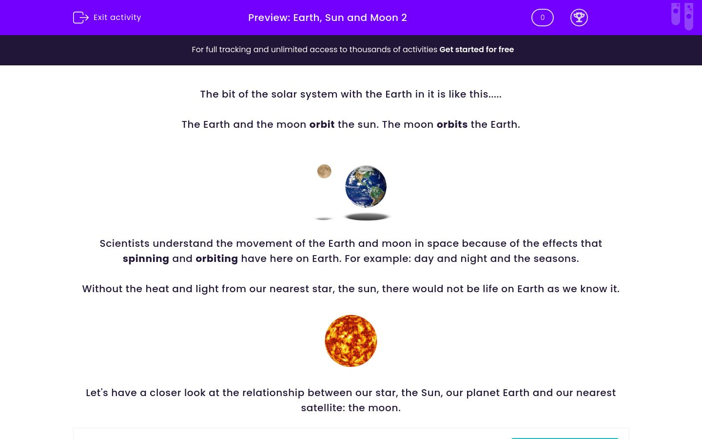 Explore the Earth, Moon and Sun Worksheet - EdPlace