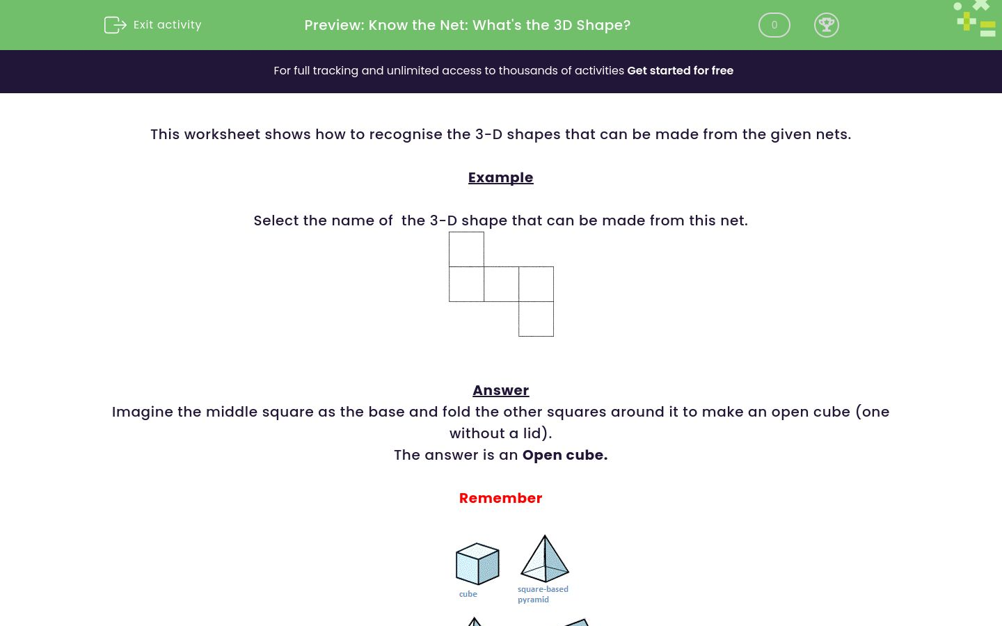 Identify the 3D Shape From Its Net Worksheet - EdPlace