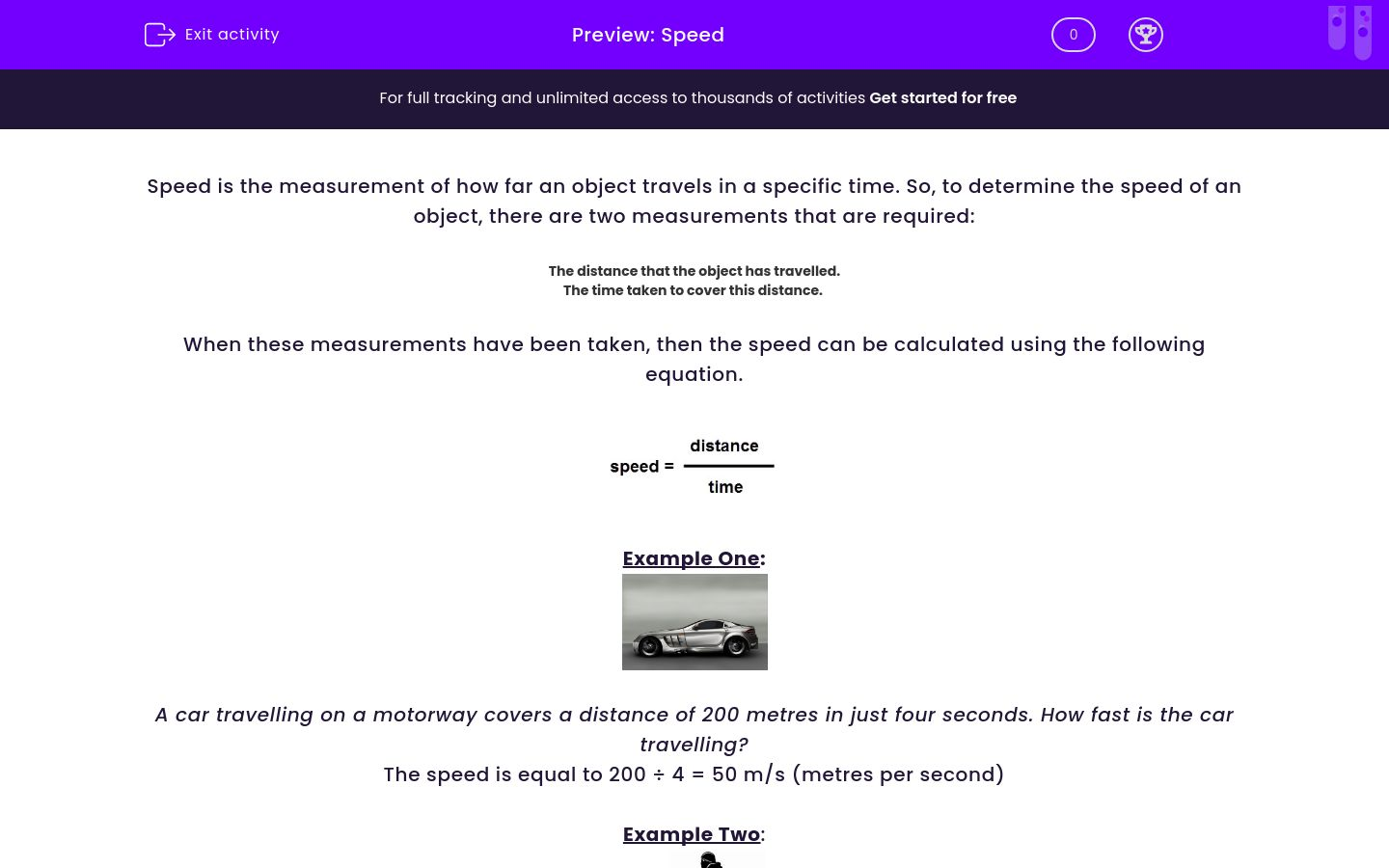 Calculate Speed Worksheet - EdPlace