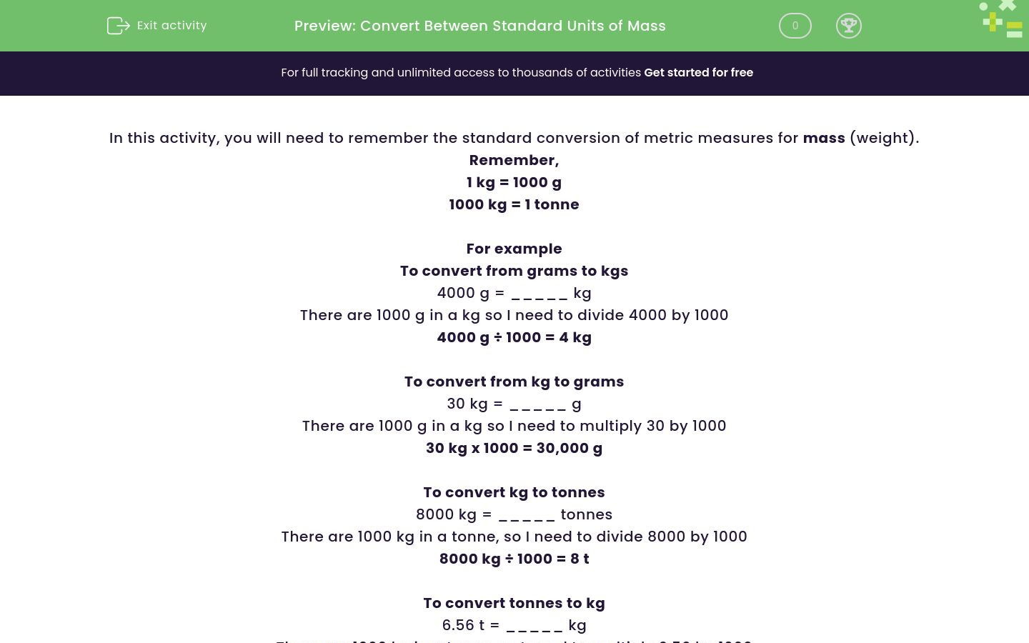 Convert Between Standard Units of Mass Worksheet - EdPlace
