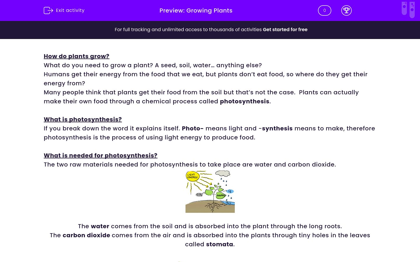 Explain How Plants Grow Worksheet - EdPlace