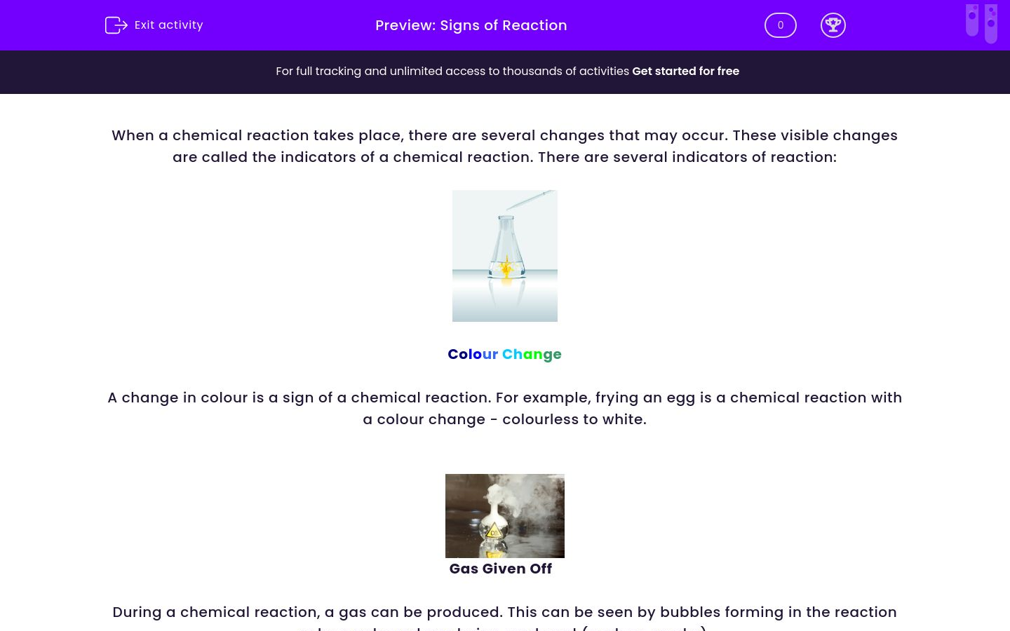 Identify Chemical Reactions or Physical Changes Worksheet - EdPlace