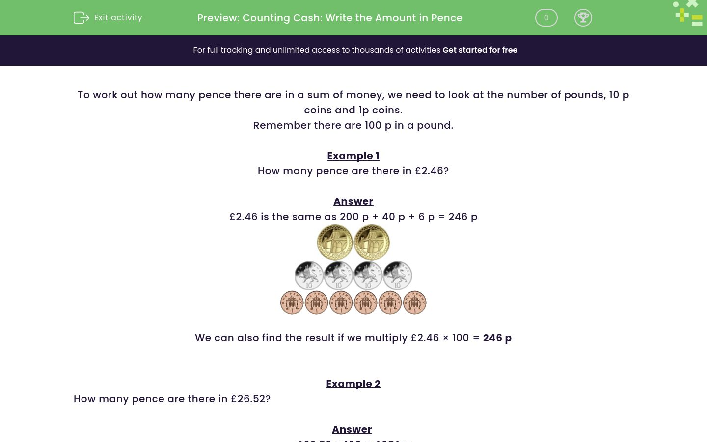 Convert Pounds and Pence into Pence Worksheet - EdPlace