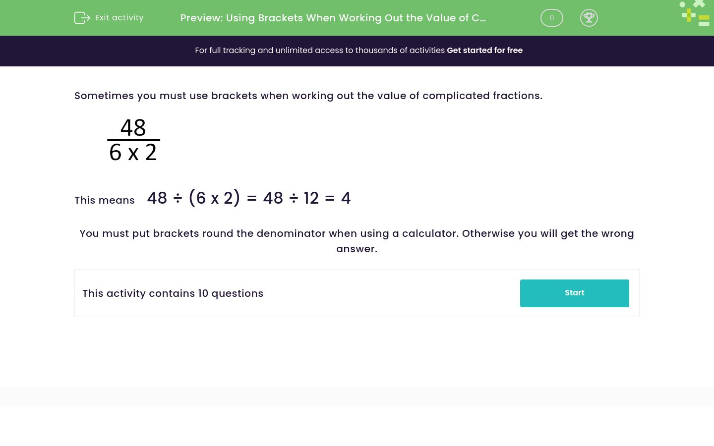 Use Brackets To Help Find the Value of Certain Fractions Worksheet ...
