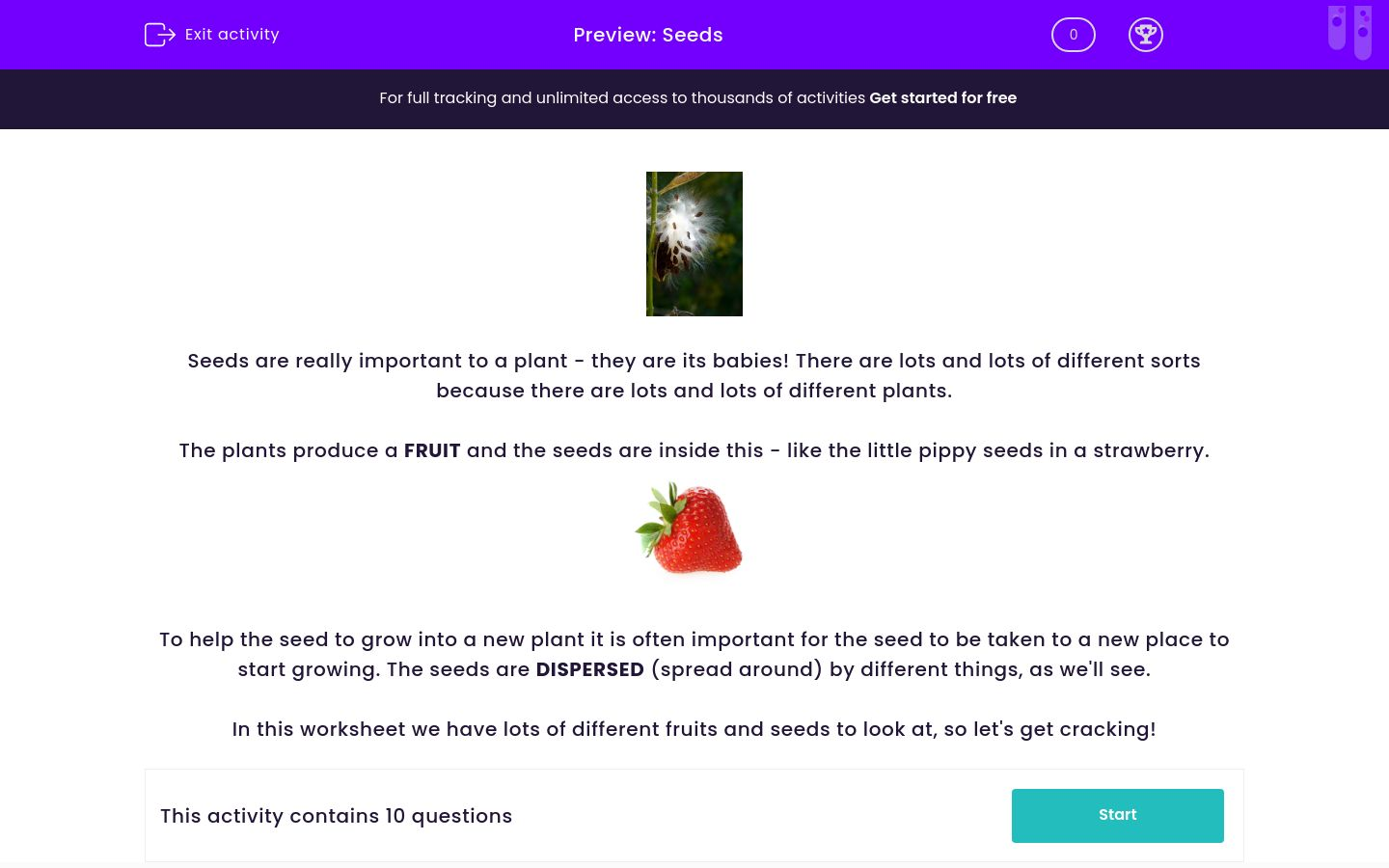 Investigate Seeds Worksheet - EdPlace