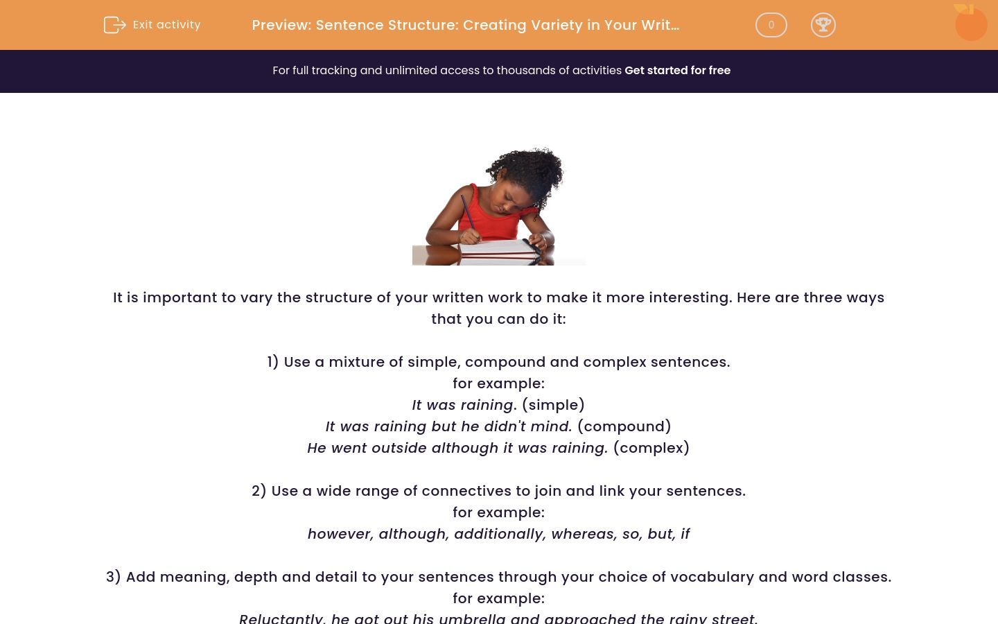 Create Variety in Your Writing Worksheet - EdPlace