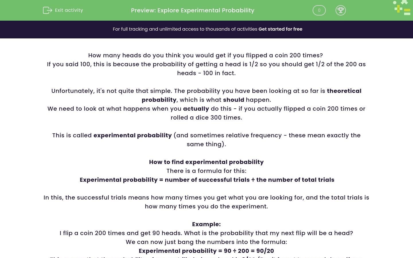 Explore Experimental Probability Worksheet - EdPlace