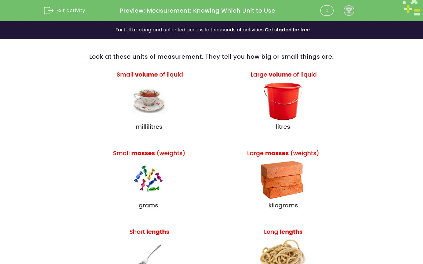 Choose the Correct Unit of Measure Worksheet - EdPlace