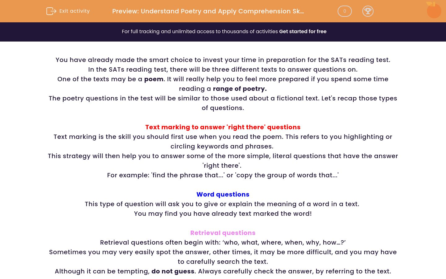 Understand Poetry and Apply Comprehension Skills to a Poetry Text ...