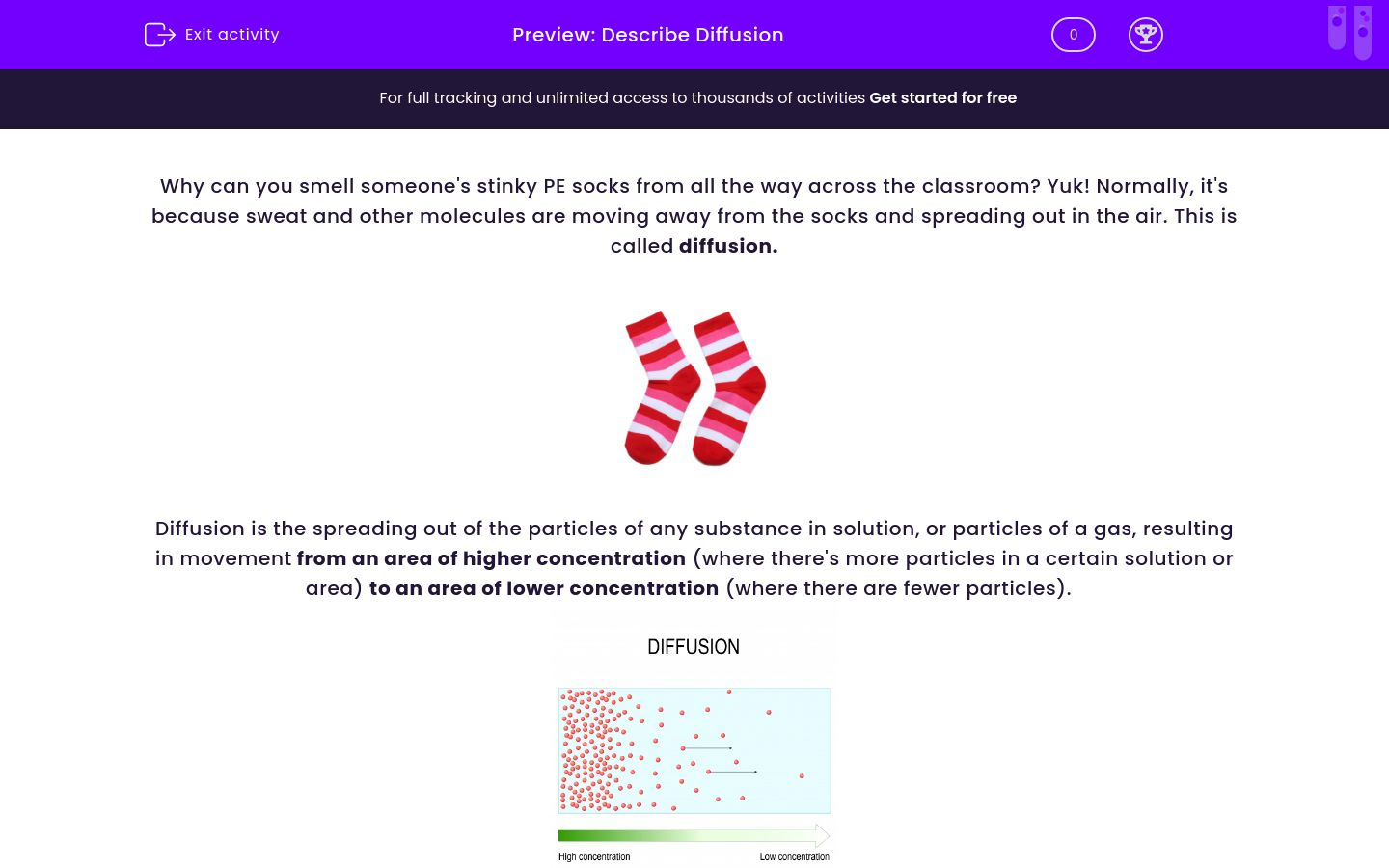 Describe Diffusion Worksheet - EdPlace