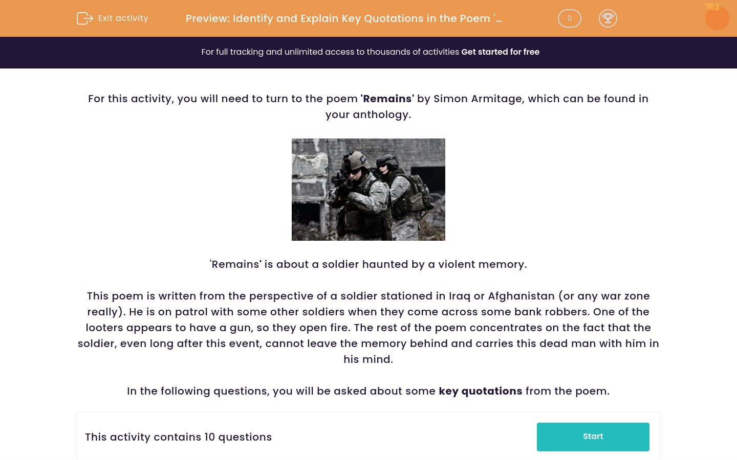 Identify and Explain Key Quotations in the Poem 'Remains' by Simon ...