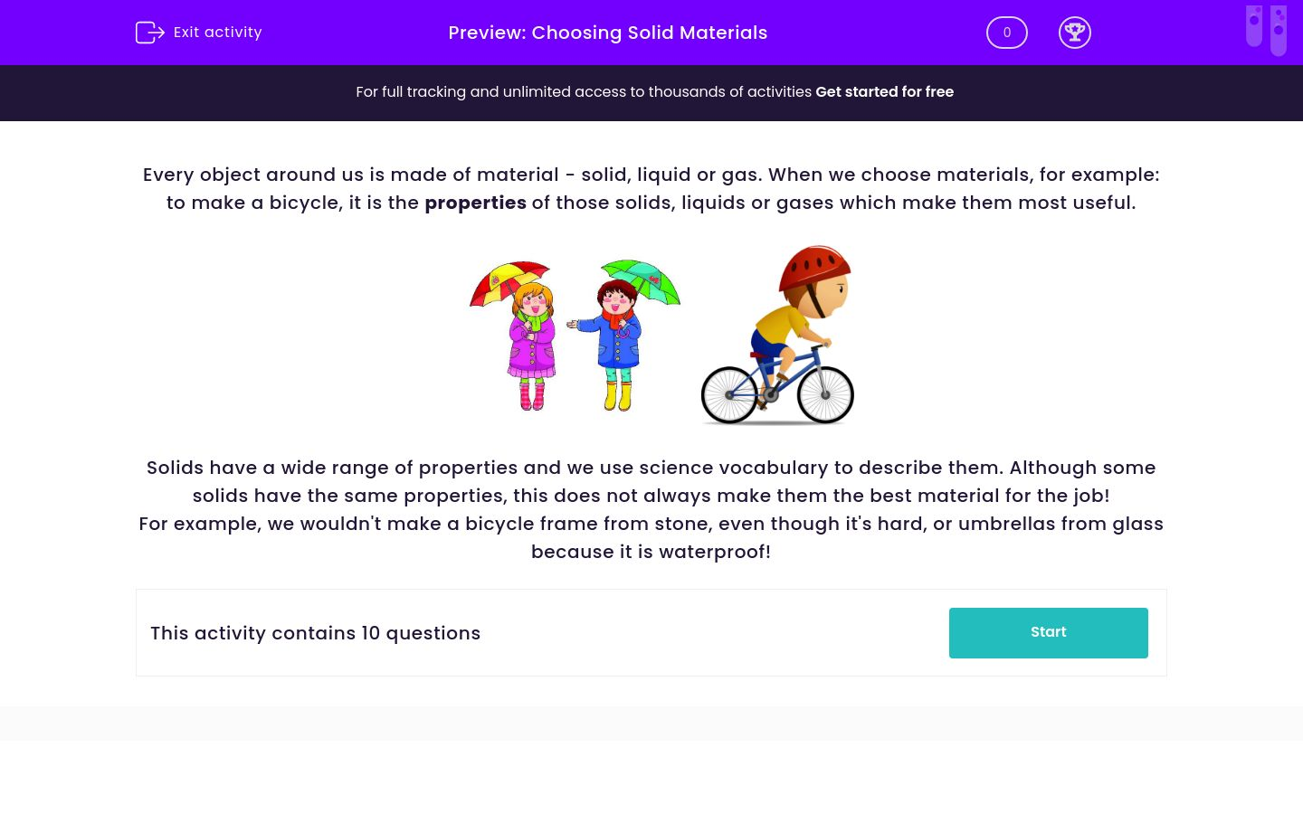 Choose Suitable Solid Materials Worksheet - EdPlace