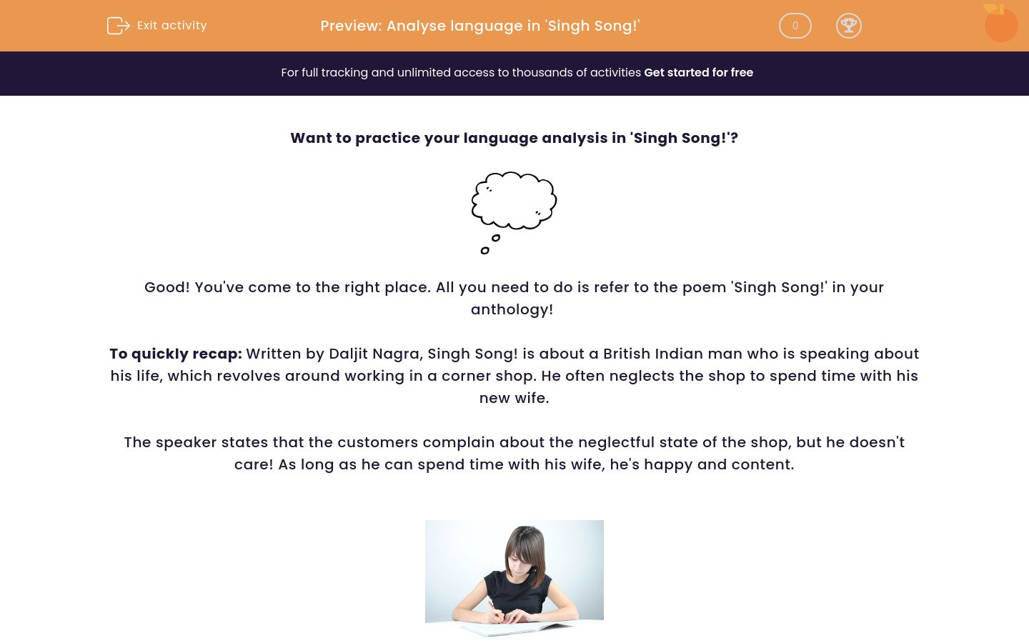 Analyse language in 'Singh Song!' Worksheet - EdPlace